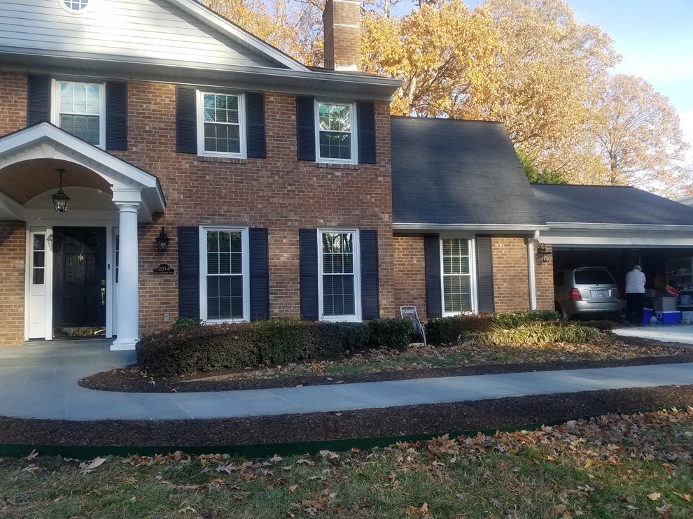 Portico with Arched Ceiling and Flagstone Walkway - Traditional ...