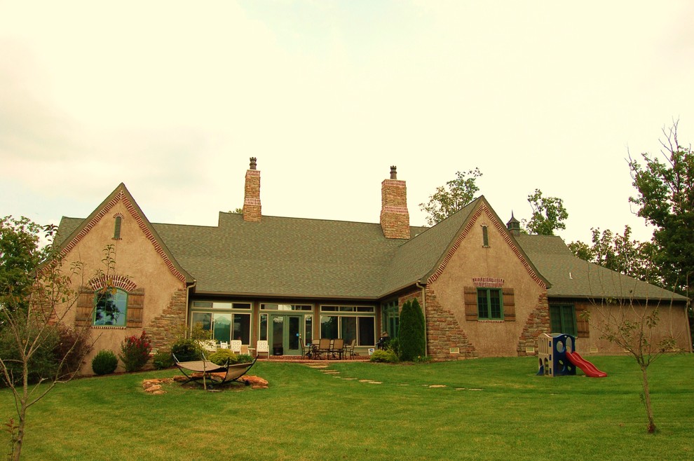 Rambling French Country 'Farm House' Rear View with Sun Room Porch ...