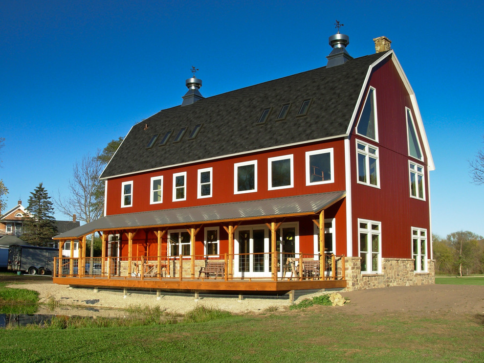 Rear deck overlooking pond - Farmhouse - Exterior - Chicago - by Widler ...