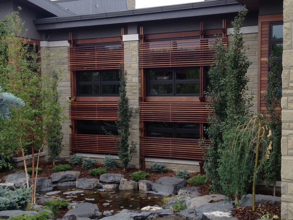 Red Balau Batu Siding & Sun Shades - Modern - Exterior - Calgary - by ...