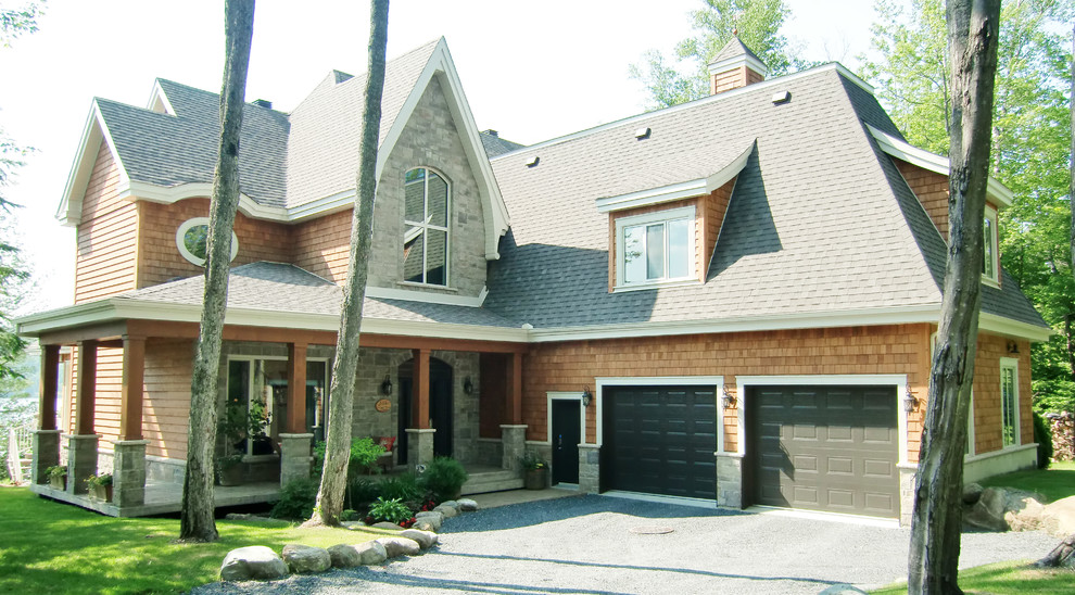 Red cedar shingles on ground floor house - Rustic - Exterior - Montreal ...