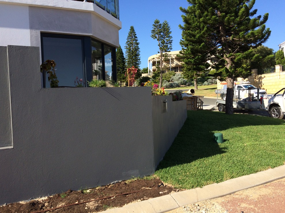 Rendered Brick Fence - Modern - Exterior - Perth - by Perth Bricklaying ...