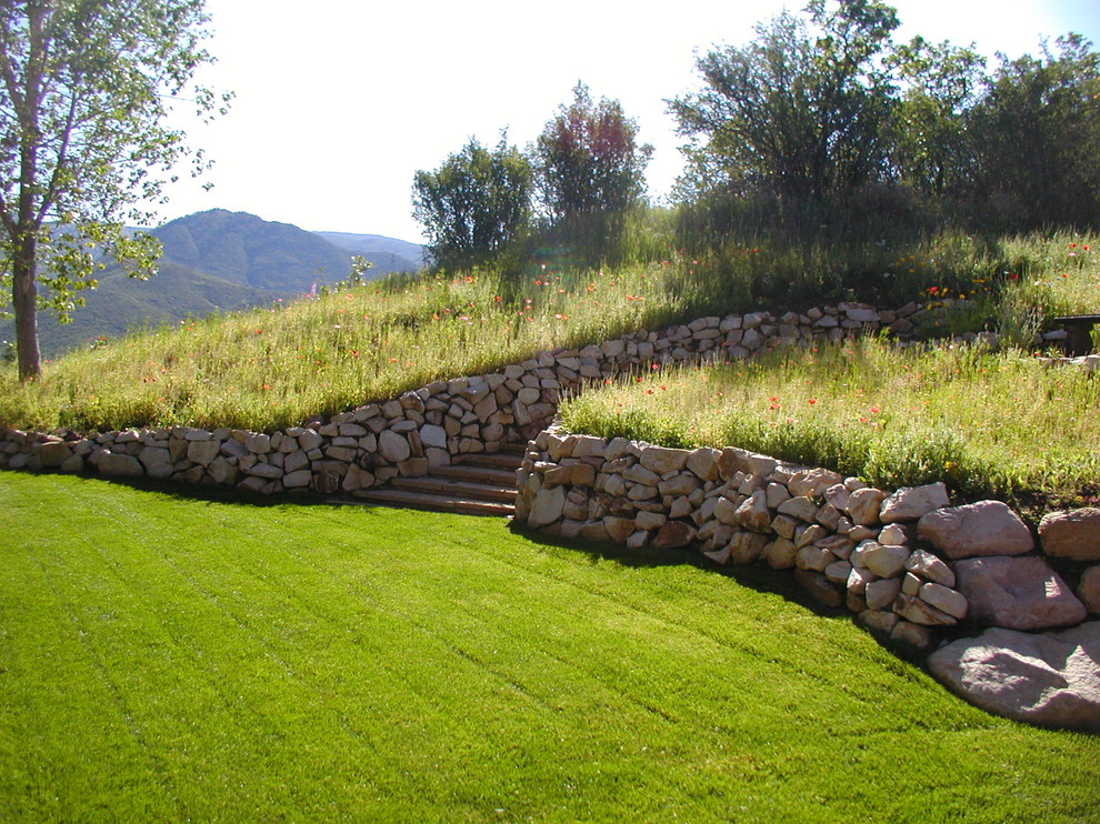 Retaining wall with wildflowers - Farmhouse - Landscape - Denver - by ...
