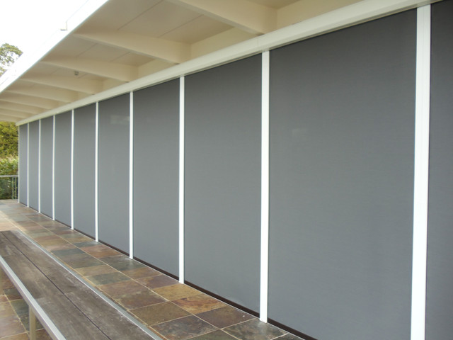 Retractable Sun Screens - Windows - Beach Style - Exterior - San ...