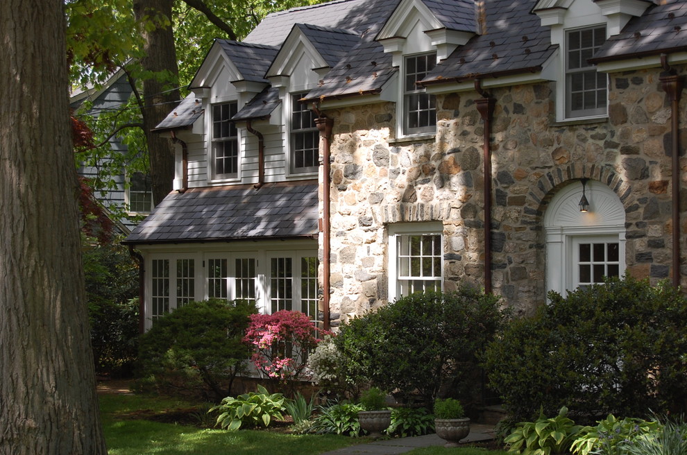 Riverside Colonial Addition Stone Dormer - Traditional - Exterior ...