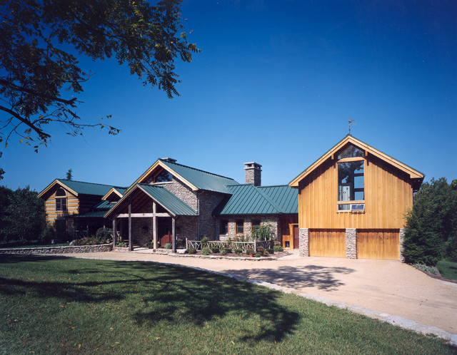 Rural Indiana log cabin addiiton & renovation - Rustic - Exterior ...