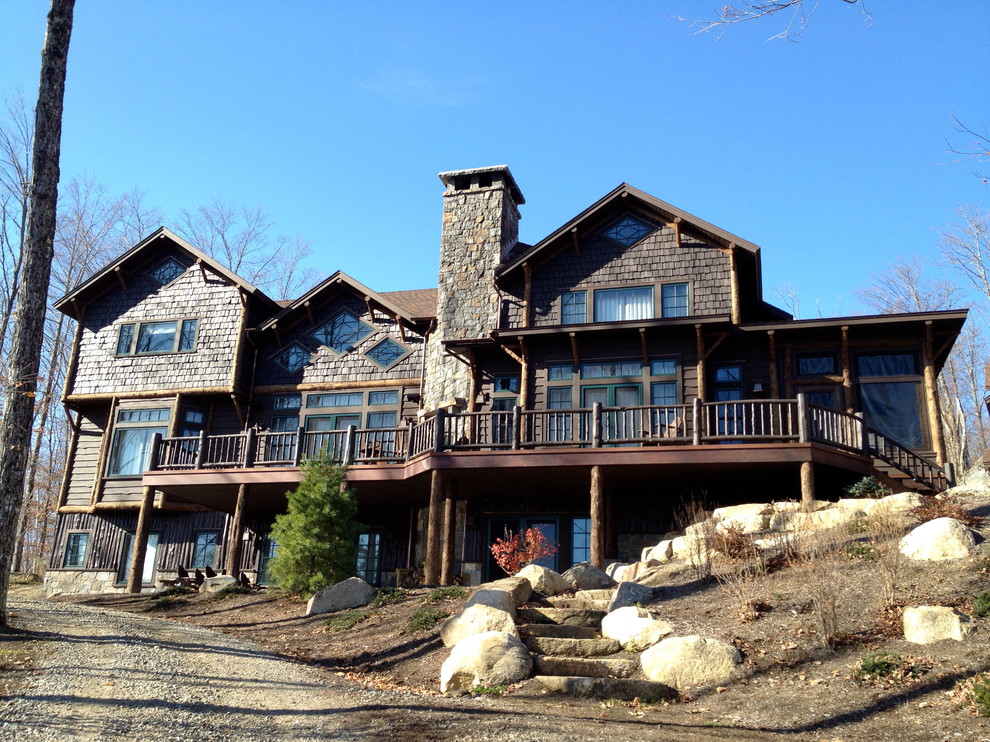 Rustic Lake Home Dark Shingle Siding - Rustic - House Exterior ...