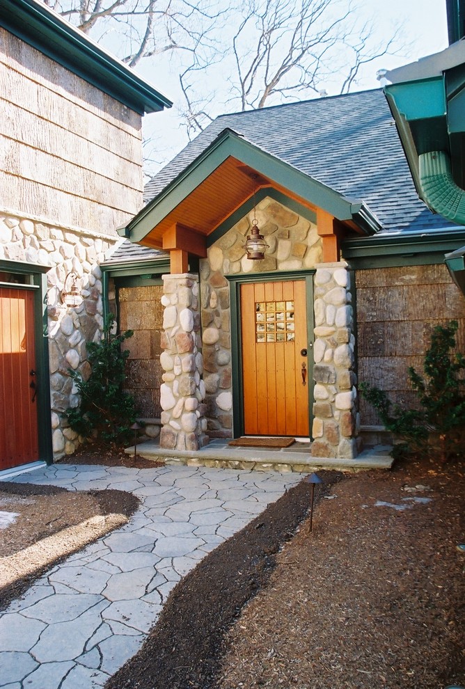 Rustic Lake House - Exterior Front Entry - Rustic - House Exterior ...