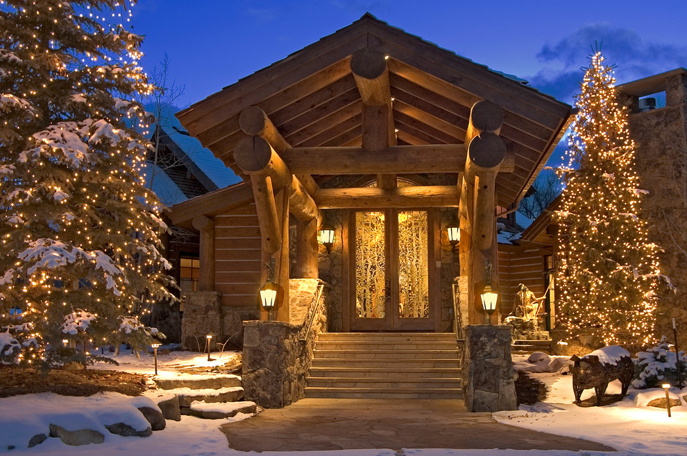 Rustic Log Home - Rustic - Exterior - Denver - by 186 Lighting Design ...