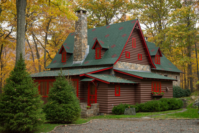 Rustic Storybook Style Quarter Log Siding Lodge - Rustic - Exterior ...