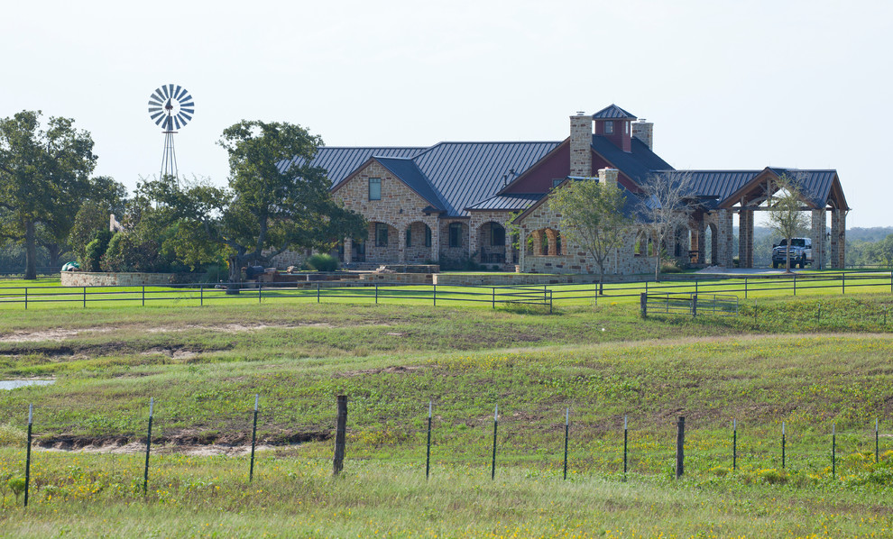 Rustic Timber Frame Home on TX Ranch - Traditional - Exterior - Houston ...