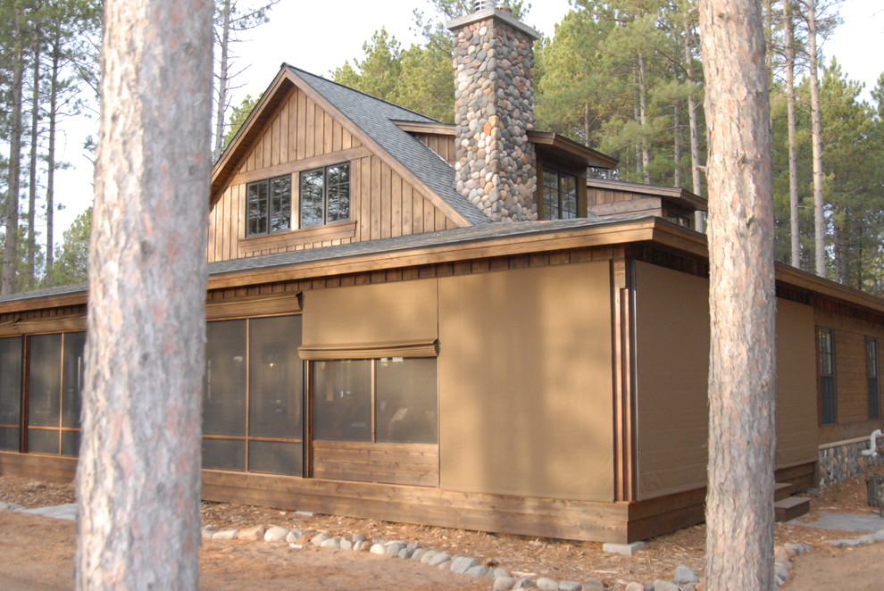 Screen Porch Shades block sun & wind - Rustic - Exterior - Minneapolis ...