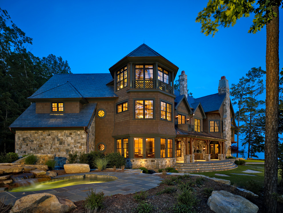 Shingle Style Lake Home New Construction - Transitional - Exterior ...