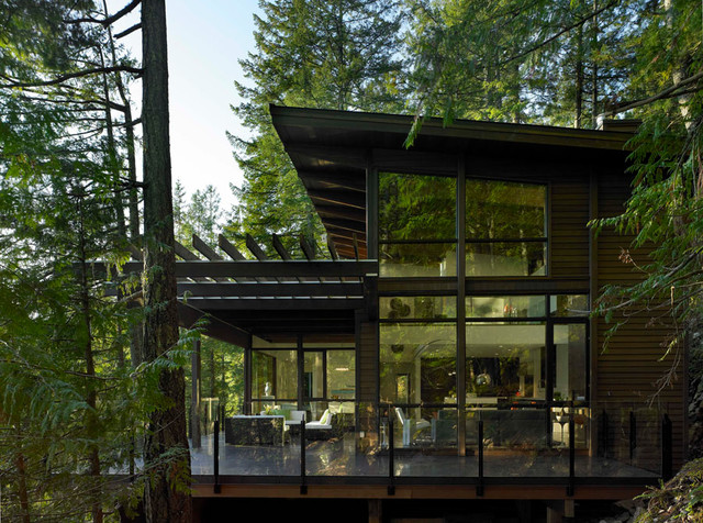 Side View of Gambier Island Custom Home - Modern - Exterior - Vancouver ...