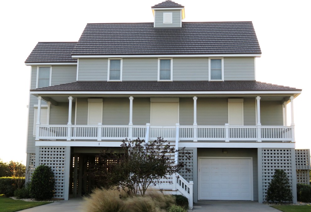 Slate Gray Metal Shingle Roof - Beach Style - Exterior - Raleigh - by ...