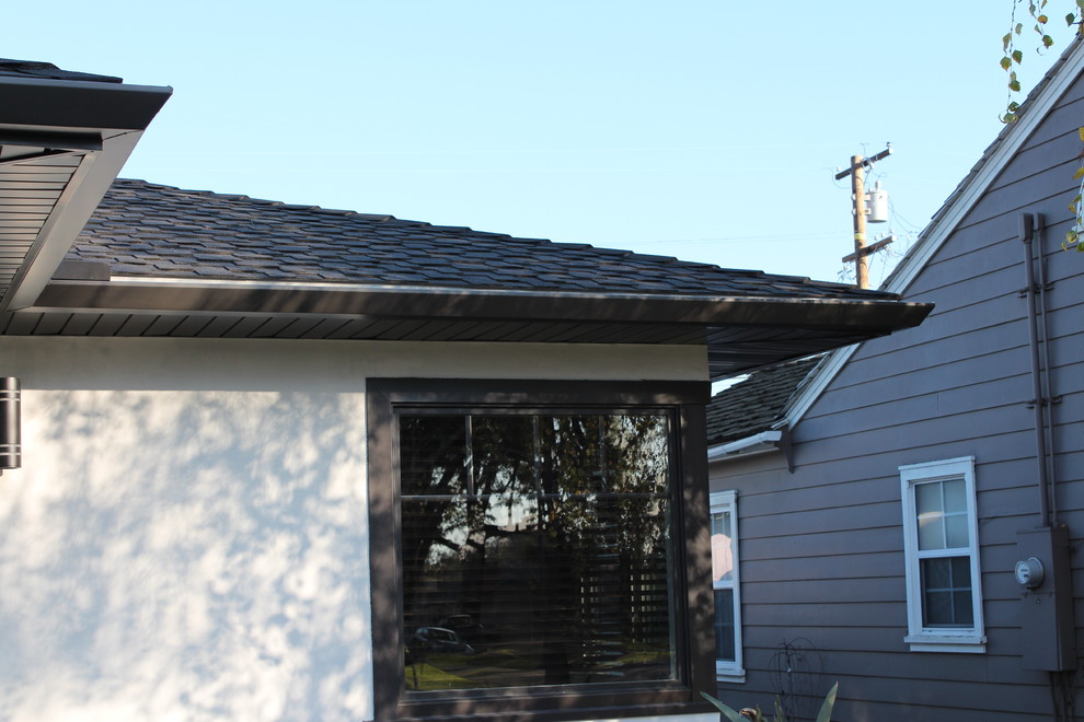 Soffits, Fascia, and Angle Face Gutters in Dark Bronze Aluminum. Long ...