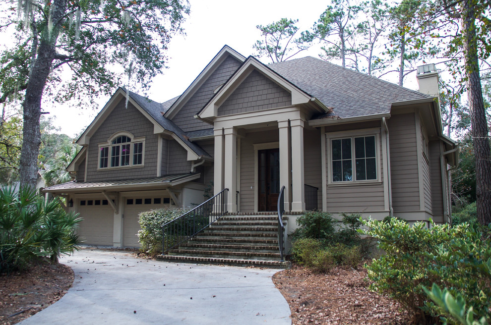 Spec house: Front elevation - Beach Style - Exterior - Charleston - by ...
