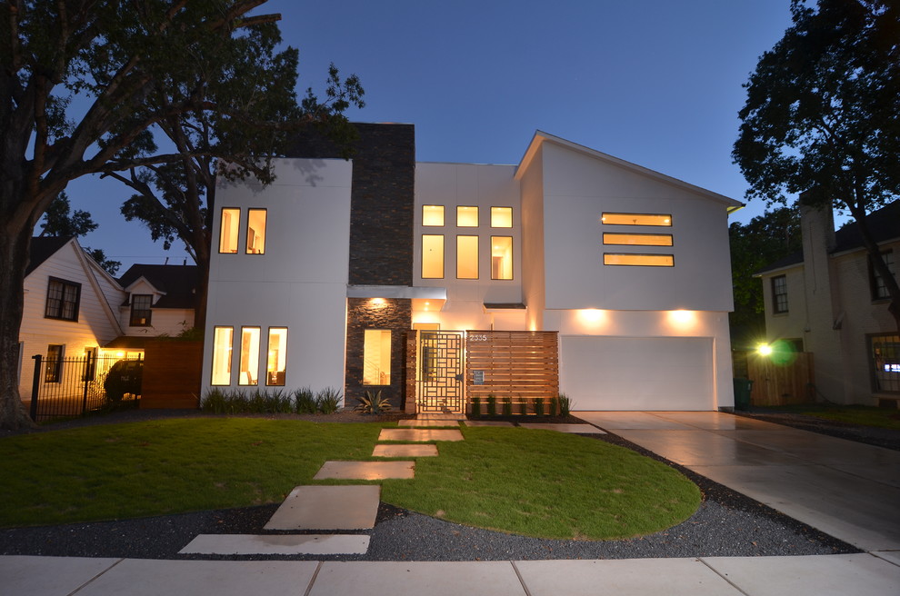Stacked Stone Modern Home - Exterior - Houston - by On Point Custom ...
