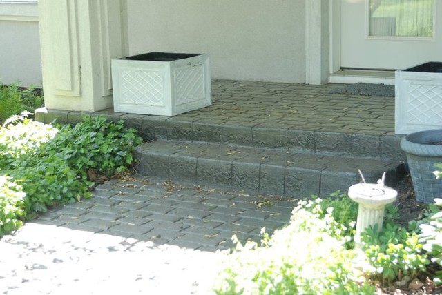 Stamped and Stained Concrete Walkway and Porch - House Exterior ...