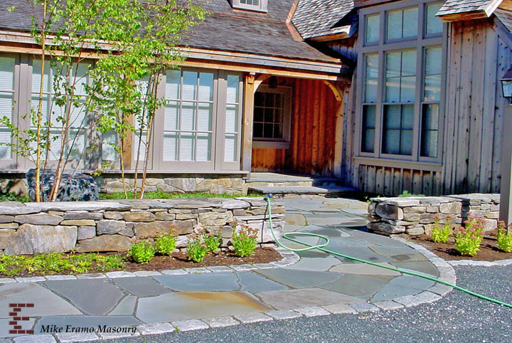 Stone Entry Walkway with Cobblestone Edge - Traditional - Exterior ...