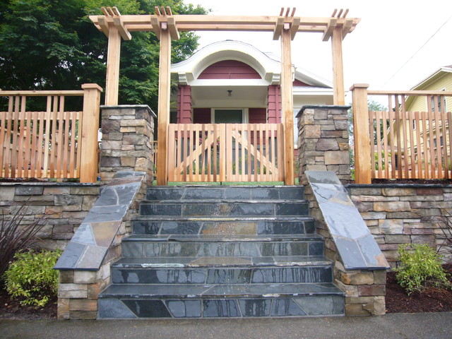 Stone Steps & Stone Veneer Wall - Traditional - Exterior - Portland ...