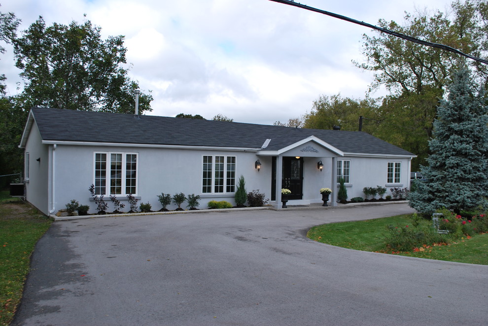 Stucco exterior and build porch cover for new double door entrance ...