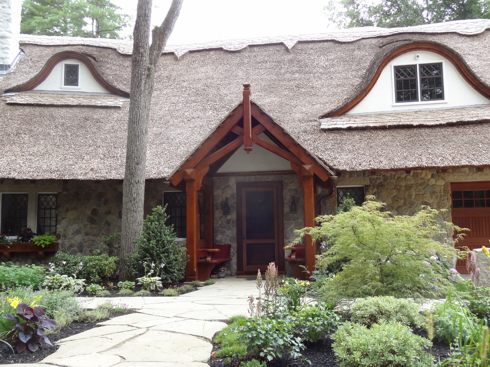 Thatched Roof Home in MA Featuring Boston Blend Round Thin Veneer ...