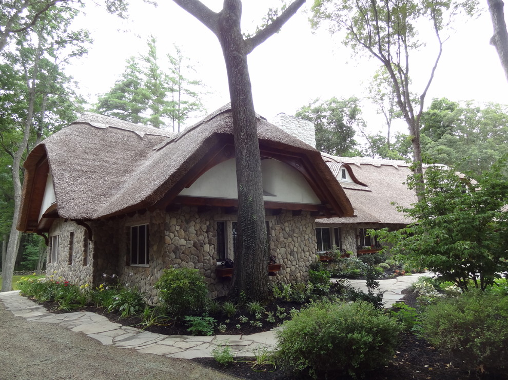 Thatched Roof Home in MA Featuring Boston Blend Round Thin Veneer ...