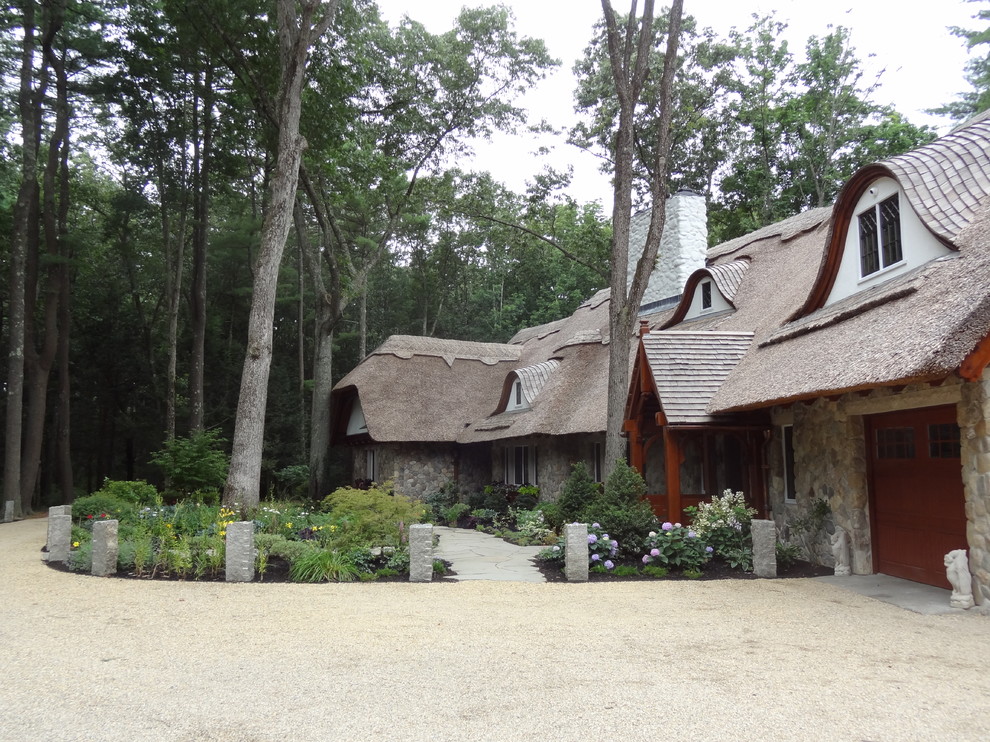 Thatched Roof Home in MA Featuring Boston Blend Round Thin Veneer ...