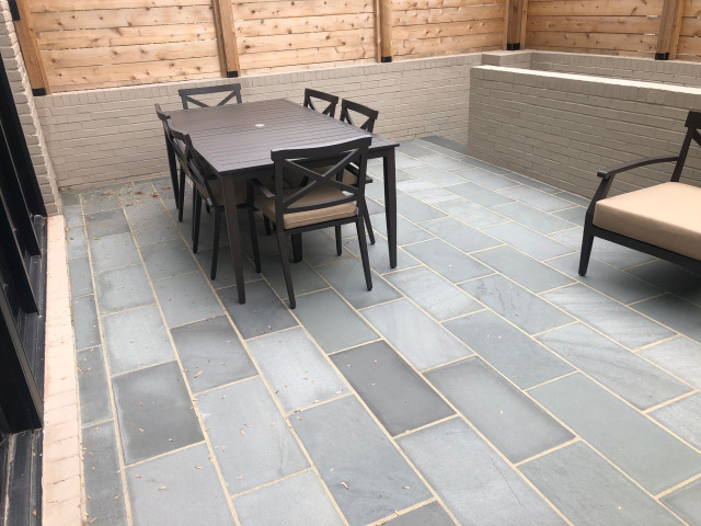 Thermal Blue Running Bond Pattern Flagstone with Border in Capital Hill ...