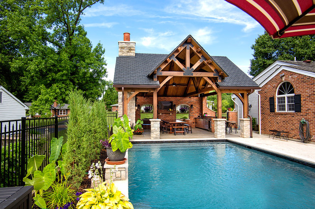 Timber Frame Pool House in Missouri - House Exterior - Other - by ...