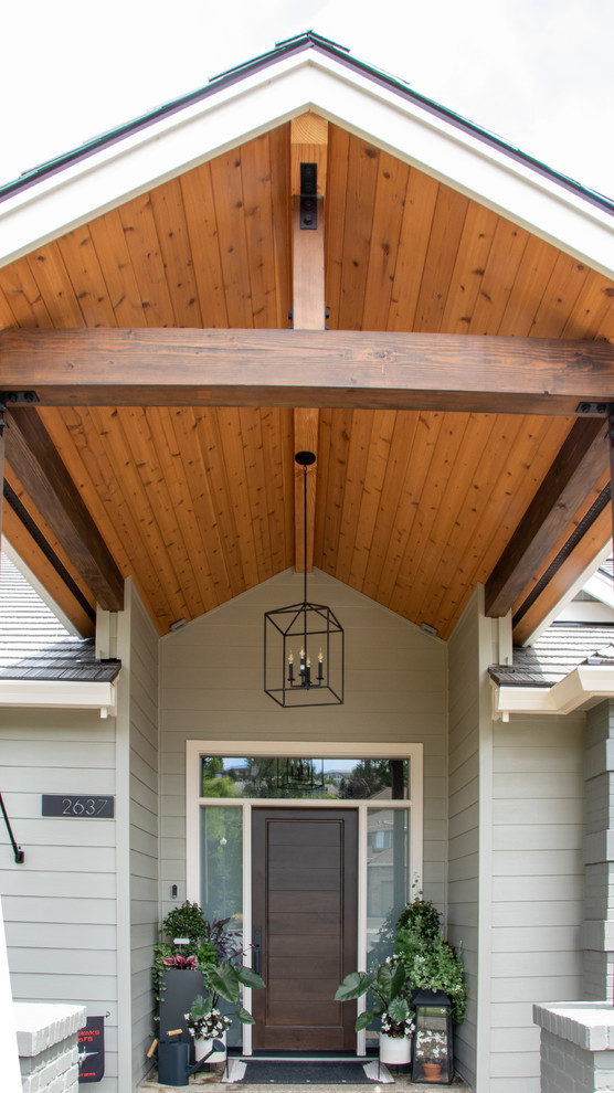 Timber frame style front porch - Transitional - Exterior - Portland ...