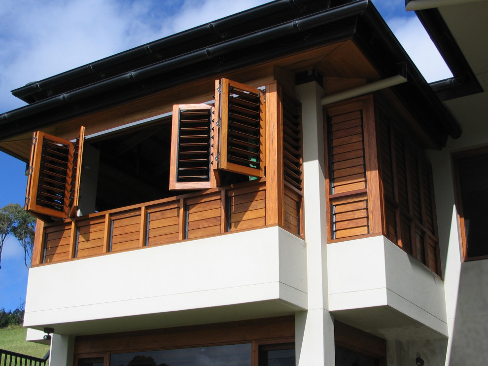 Timber louvre bi-fold windows - Balinese Style - Tropical - Exterior ...