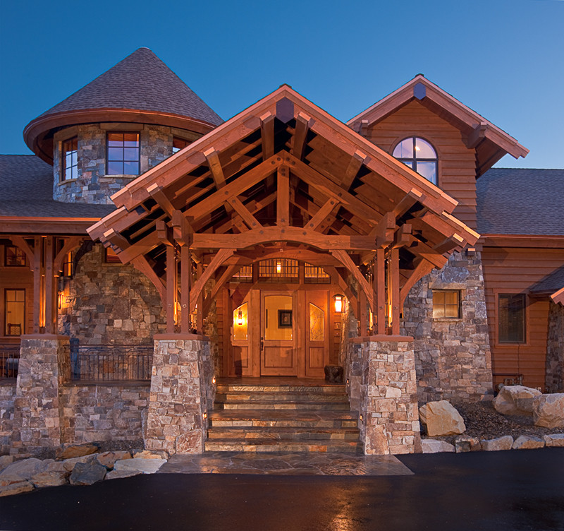 Timber truss entry - Rustic - Exterior - Seattle - by Hendricks ...