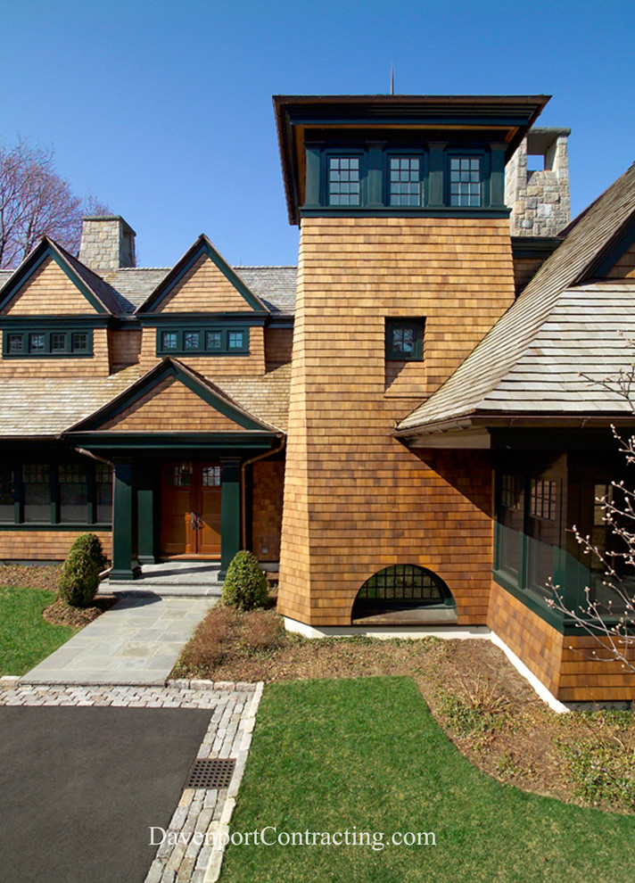 Towered Shingle Style 11,000 Sq. Ft. Custom Waterfront Home - Craftsman ...