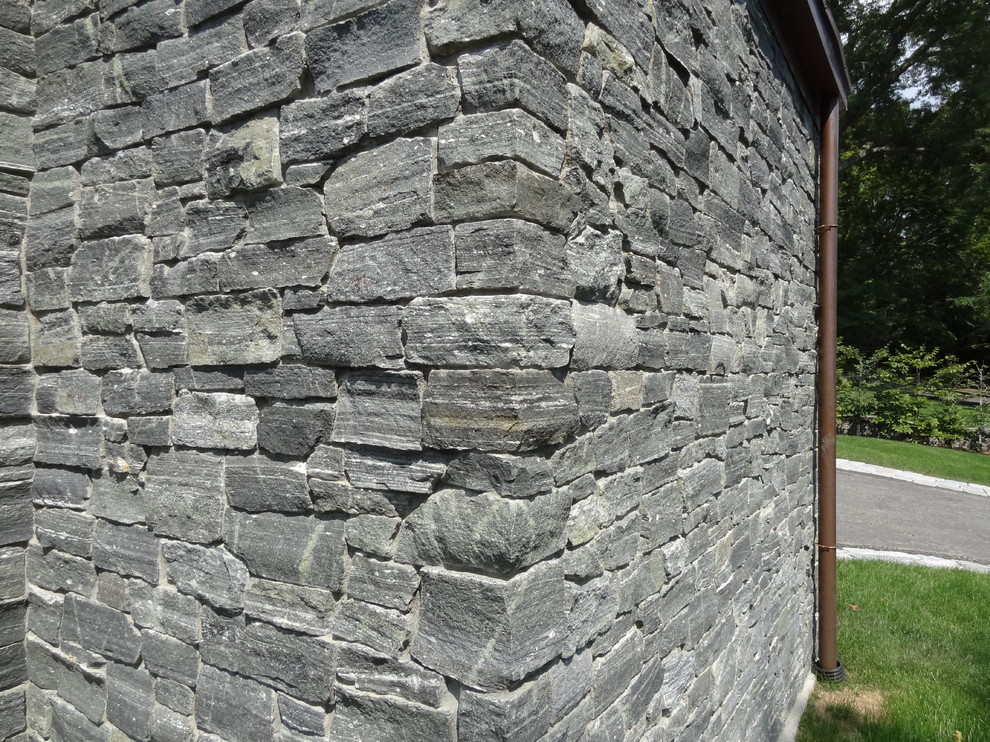 Traditional Newton Home with Greenwich Gray Stacked Stone Cladding ...