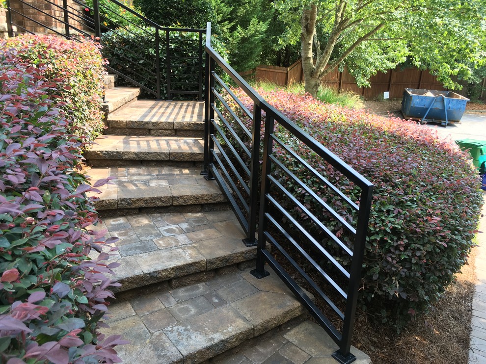 Transitional Powder-Coated Steel Railing - Transitional - Exterior ...