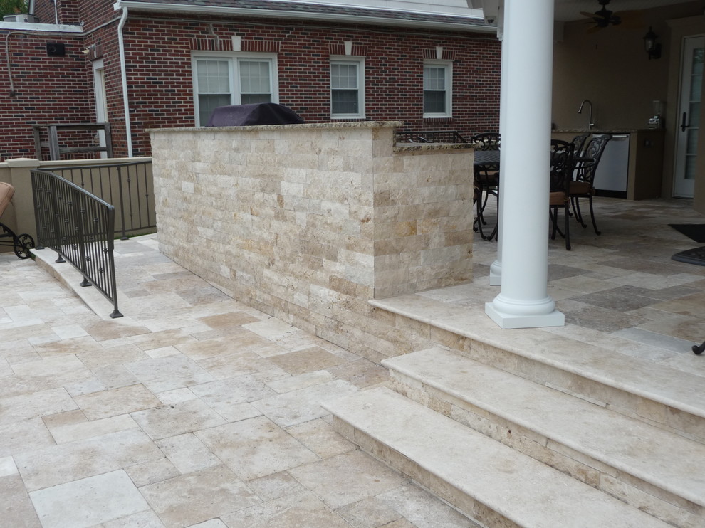 Travertine Pool / Patio Area - Traditional - Exterior - Philadelphia ...