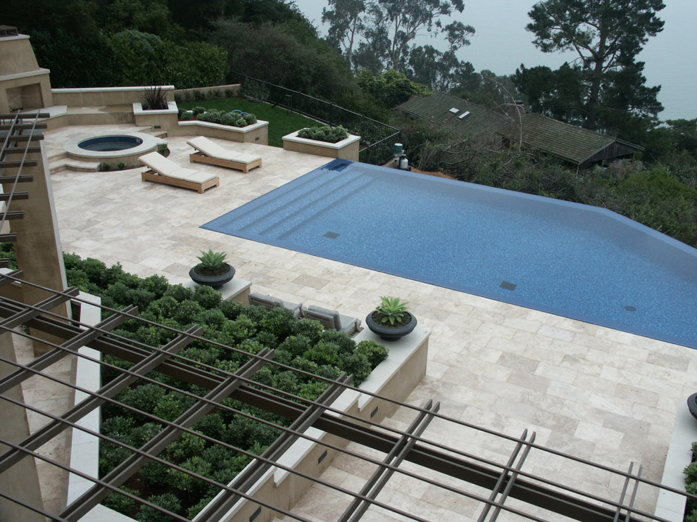 Travertine Pool Surround - Mediterranean - Exterior - San Francisco ...