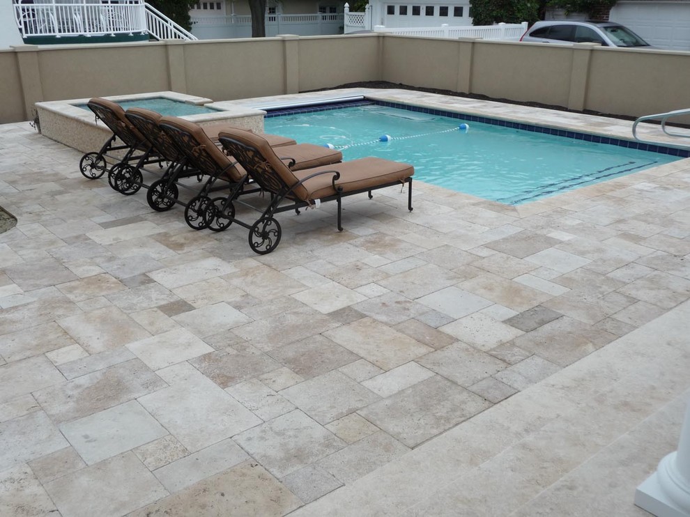 Travertine Pool Surround - Traditional - Exterior - Philadelphia - by ...