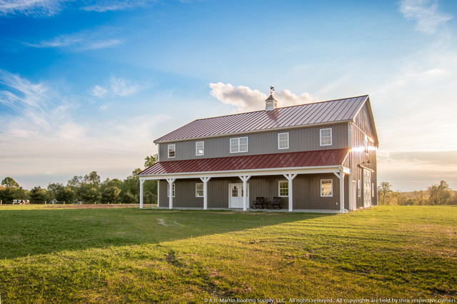 Two Story Pole Barn with Colonial Red ABSeam Roof and Charcaol ABM ...