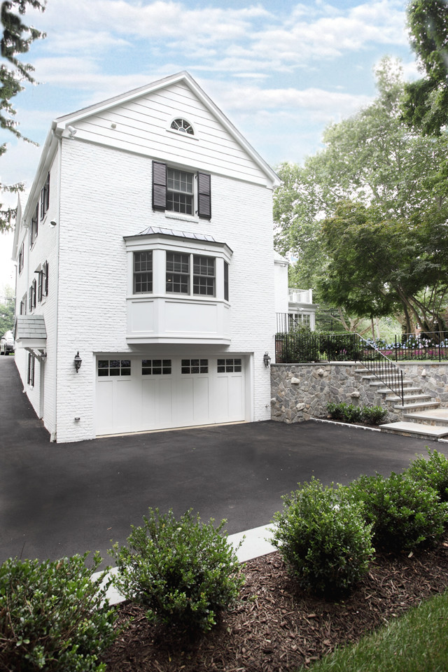 White Brick Colonial - Garage - Transitional - Exterior - New York - by ...