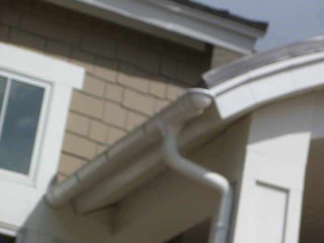 White Half Round Aluminum Rain Gutters - Traditional - Staircase - Salt ...