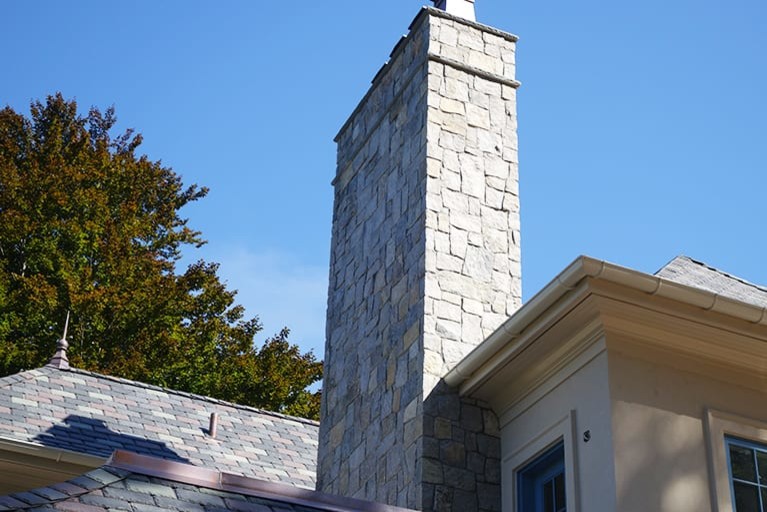 Williamsburg Exterior Chimney Real Stone Veneer Chimney - Traditional ...