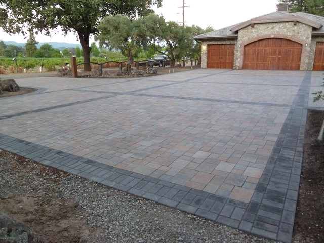 Wine Country Basalite Artisan Slate Paver Driveway - Rustic - Exterior ...