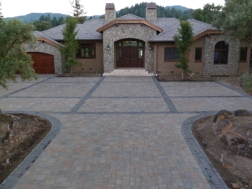 Wine Country Basalite Artisan Slate Paver Driveway - Rustic - Exterior ...