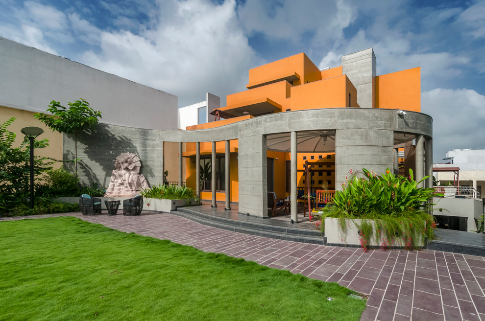 Yellow House - Contemporary - Exterior - Other - by Aangan Architects ...