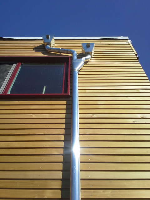 Zinc collector boxes and downspouts on house boat, Lake Union, Seattle ...