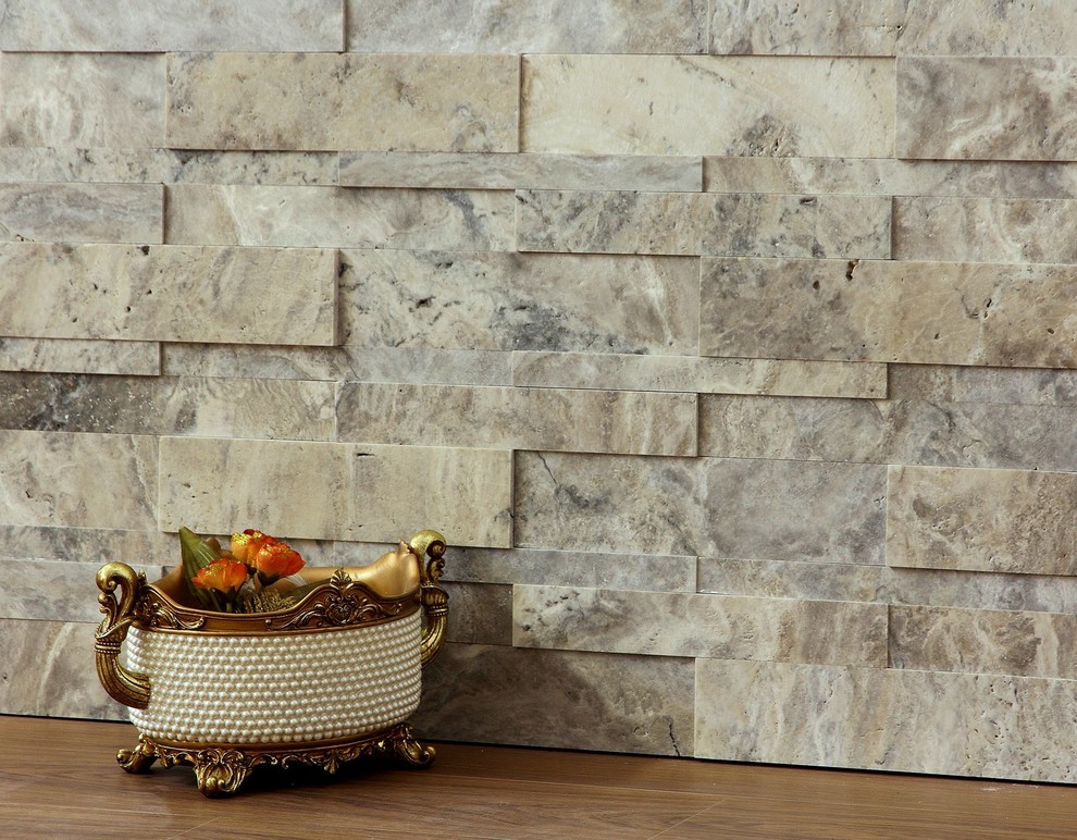 3d Natural Stone Wall Cladding - Silver Travertine - Contemporary ...