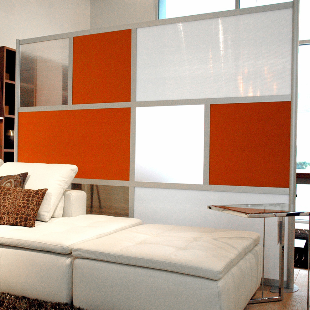 8' Modern Room Divider, Orange, White and Translucent panels - Modern ...